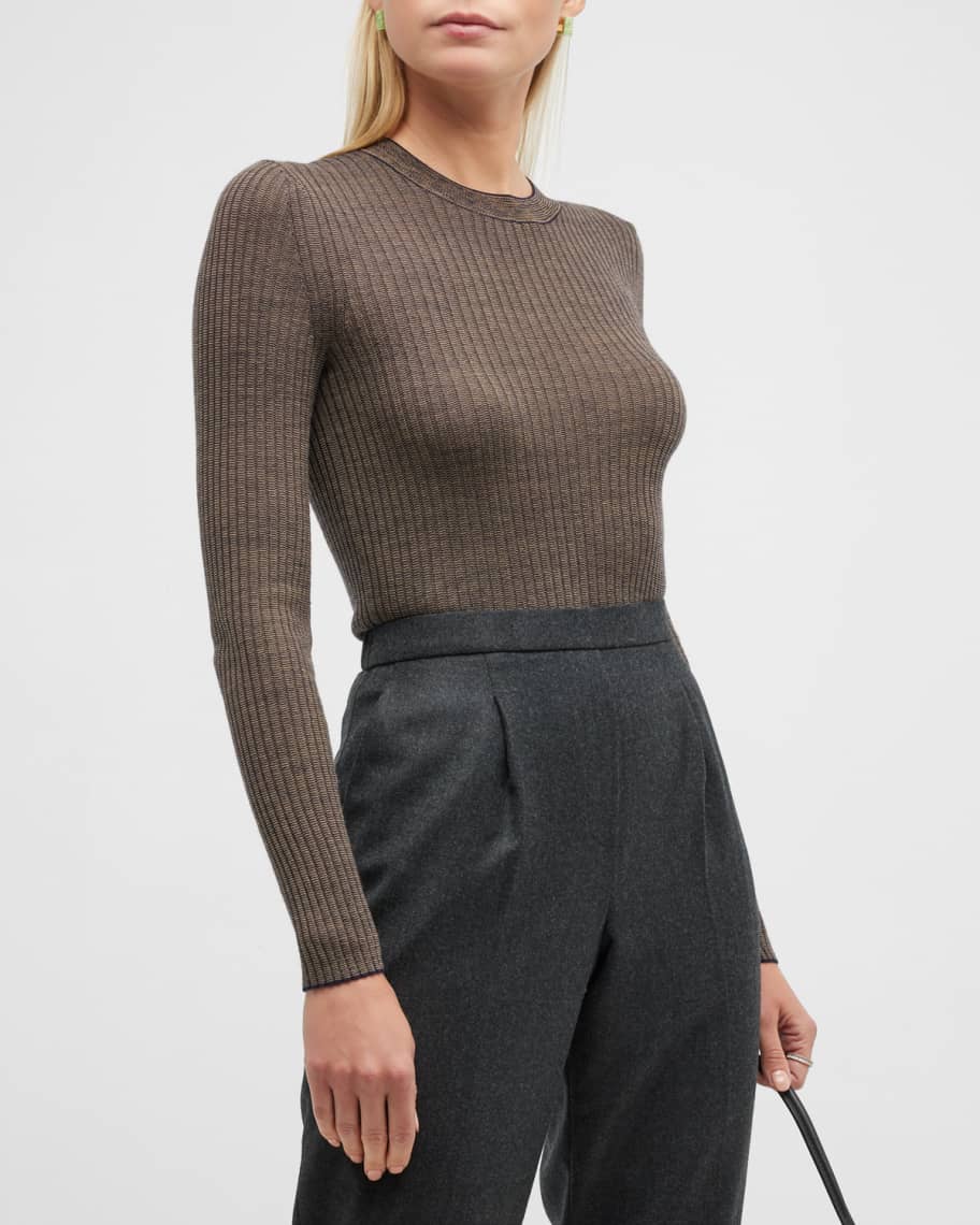 Theory Mirzi Regal Wool Stripe Pullover Top | Neiman Marcus