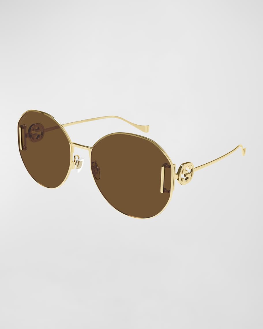 Gucci GG Round Golden Metal Sunglasses | Neiman Marcus