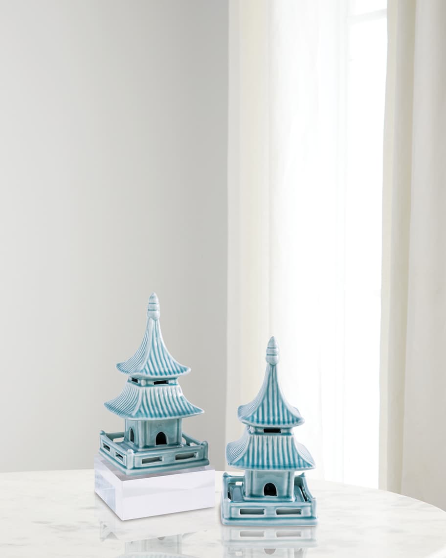 Port 68 Green Short Pagoda Table Accents, Set of 2 | Neiman Marcus