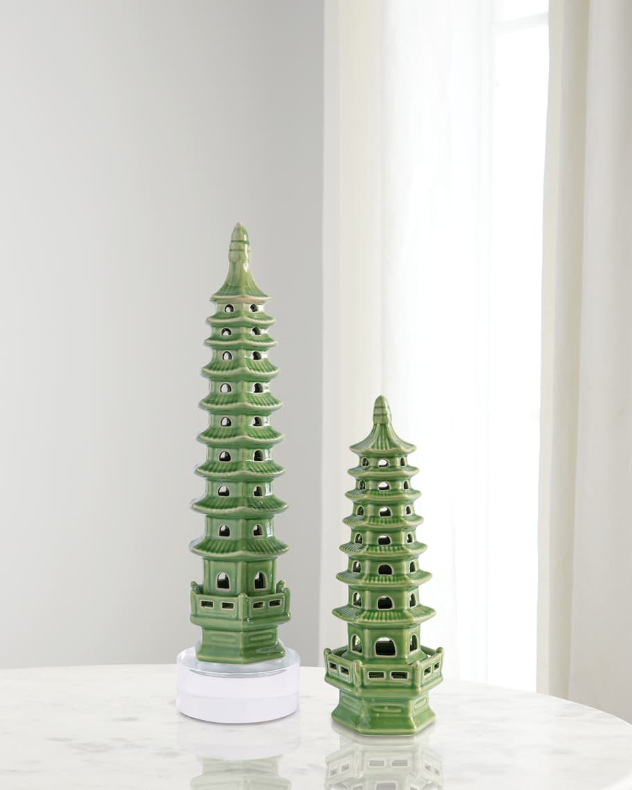 Port 68 Green Tall Pagoda Table Accents, Set of 2 | Neiman Marcus