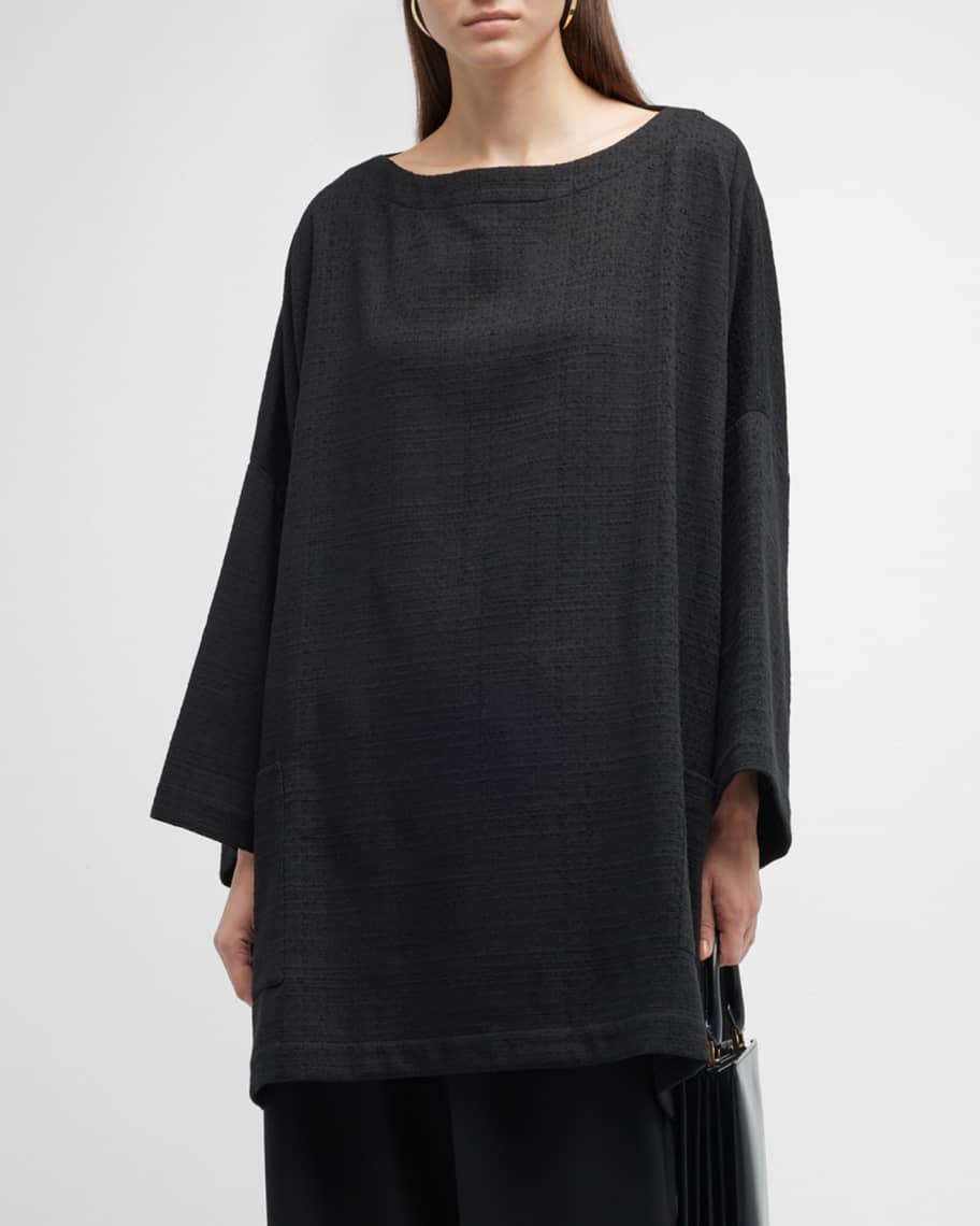 Eskandar Sloped Shoulder Long Poncho | Neiman Marcus