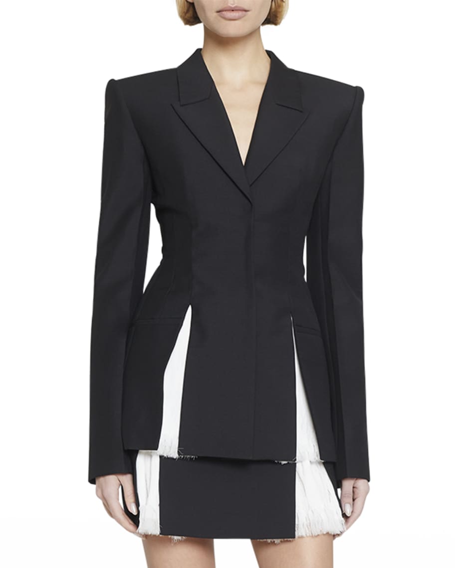 Givenchy Fringe Slits Single-Breasted Blazer Jacket | Neiman Marcus