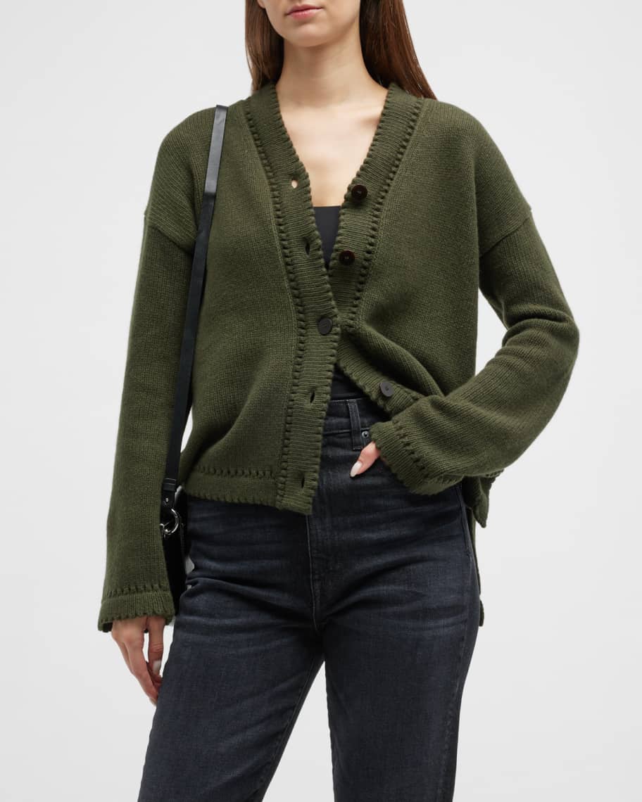 Theory Karenia Pointelle Wool-Cashmere Cardigan | Neiman Marcus