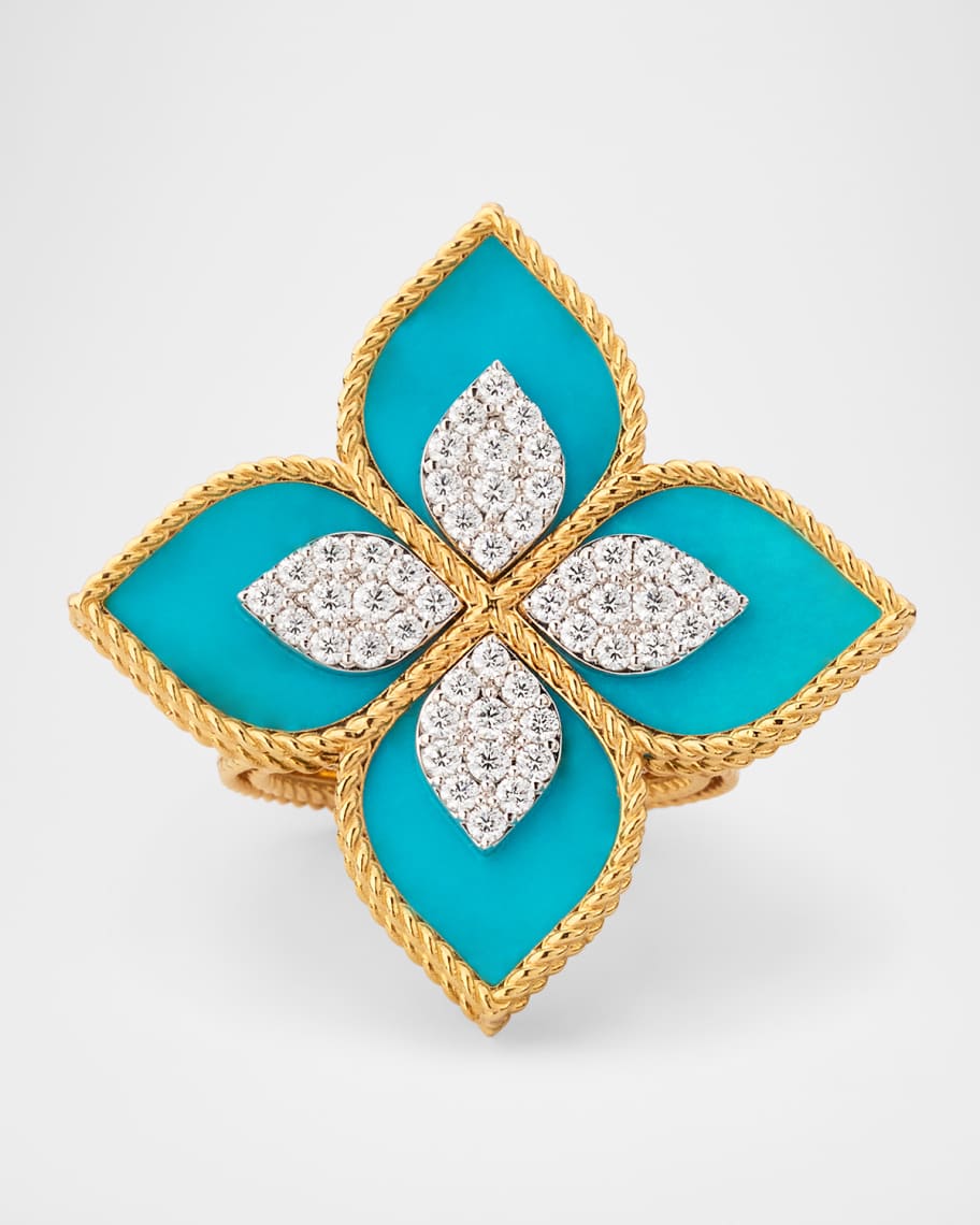 Roberto Coin 18K Gold Turquoise Statement Ring, Size 6.5 | Neiman Marcus