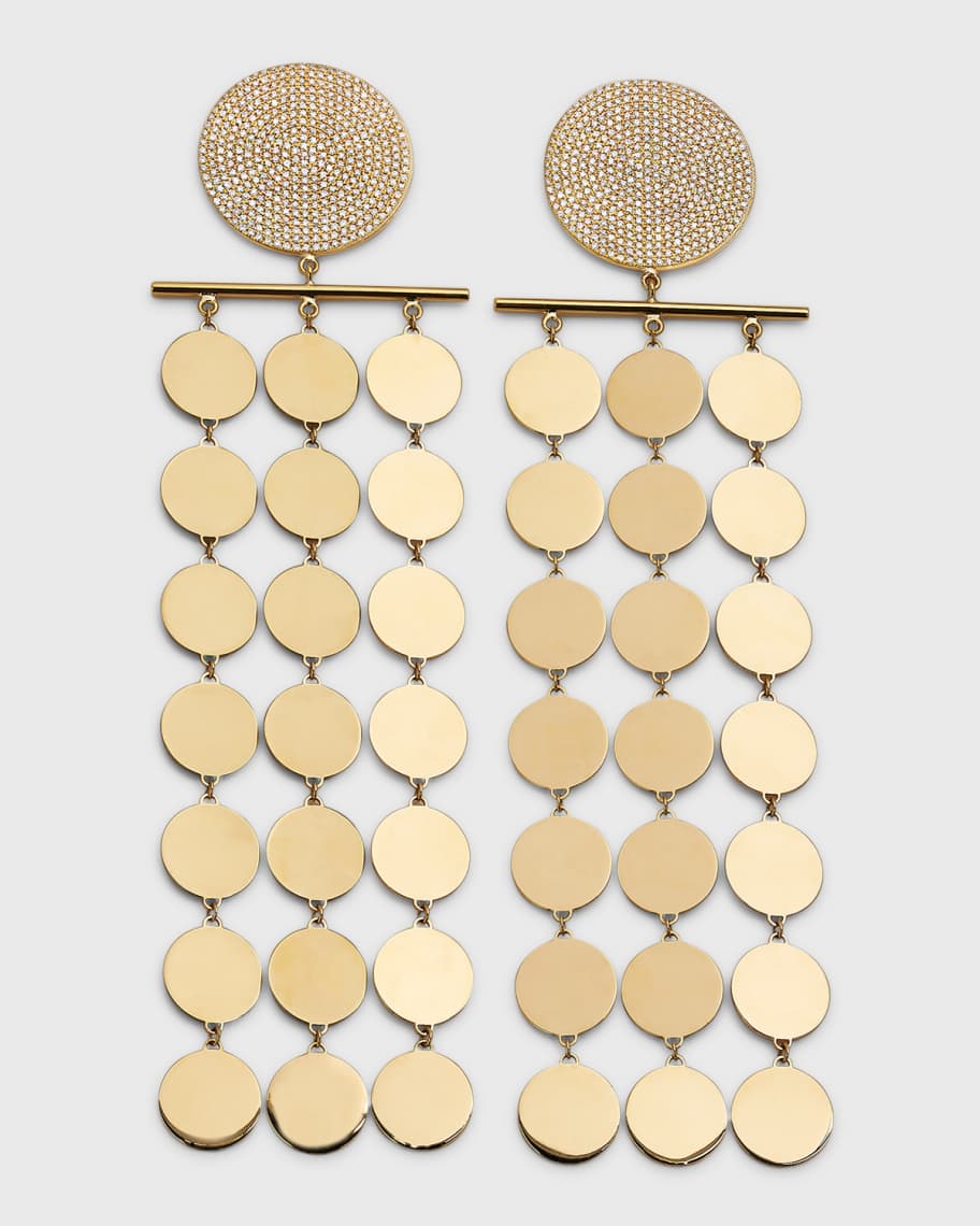 Fern Freeman Jewelry 18K Gold Diamond Disc Multi Circle Fringe Earrings ...