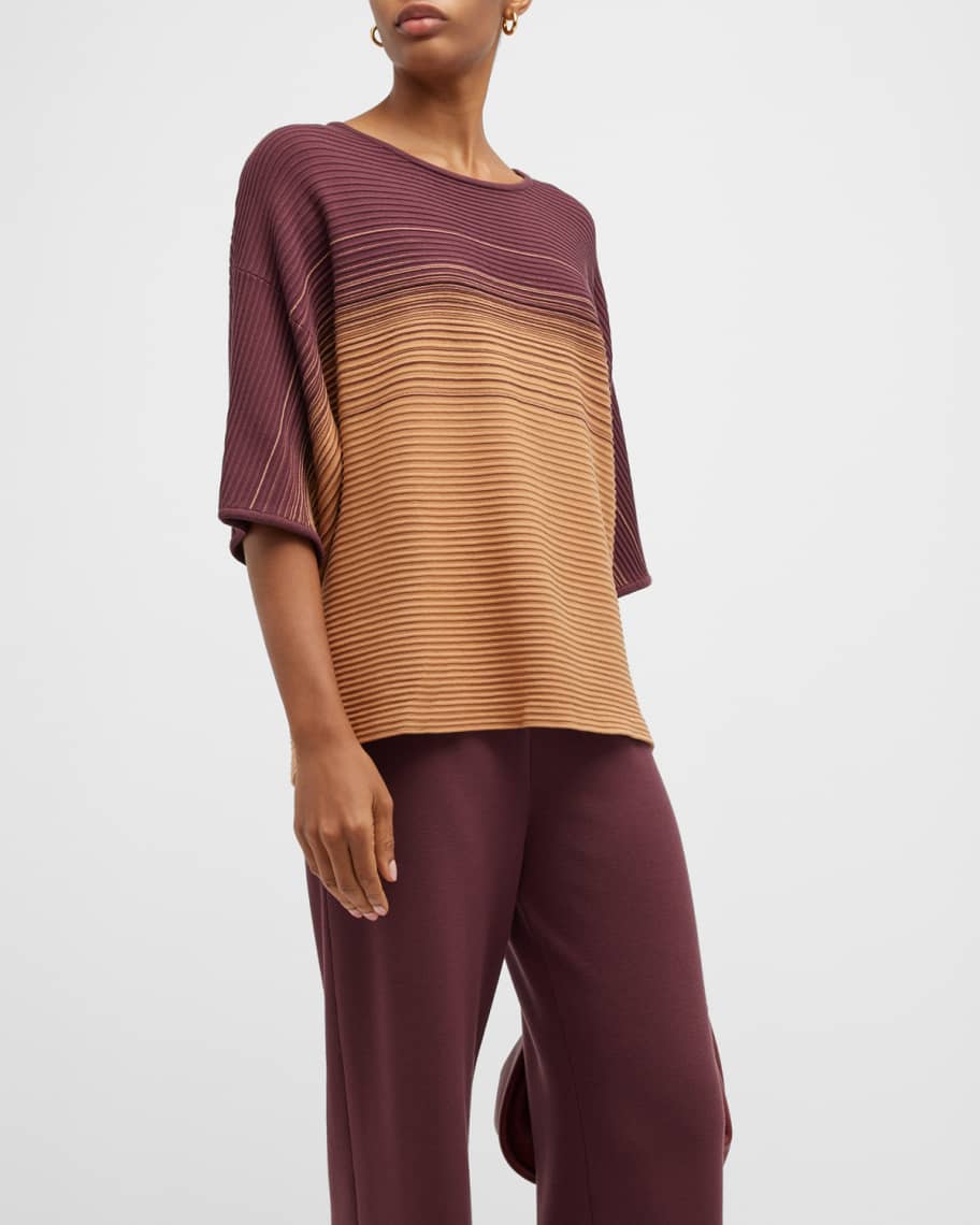Misook Two-Tone Ombre Textured Tunic Top | Neiman Marcus