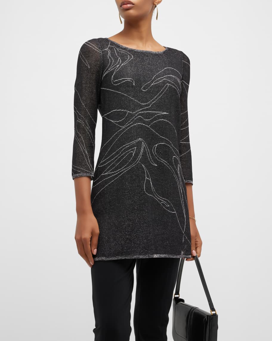 Misook Abstract Swirl Sparkle Tunic Top | Neiman Marcus