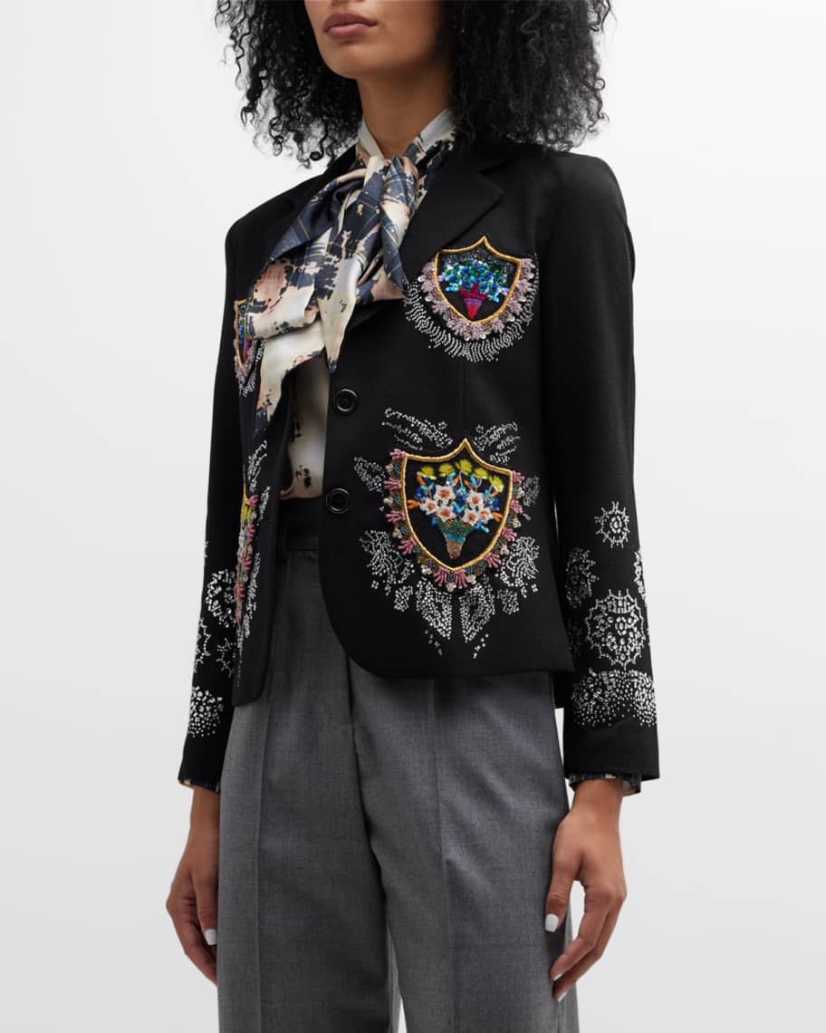 Libertine Petit Trianon Bouquet Embroidered Strass Jacket | Neiman Marcus