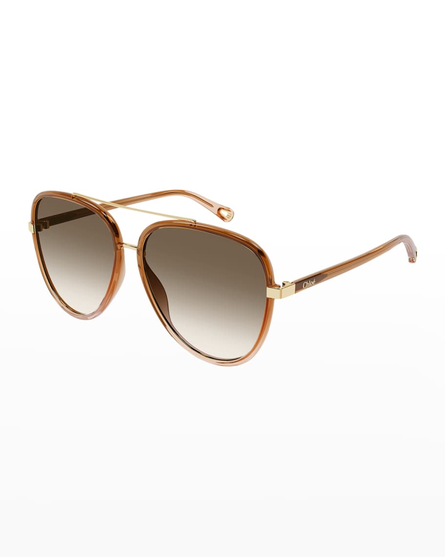 Chloe Golden Injection Plastic Aviator Sunglasses | Neiman Marcus
