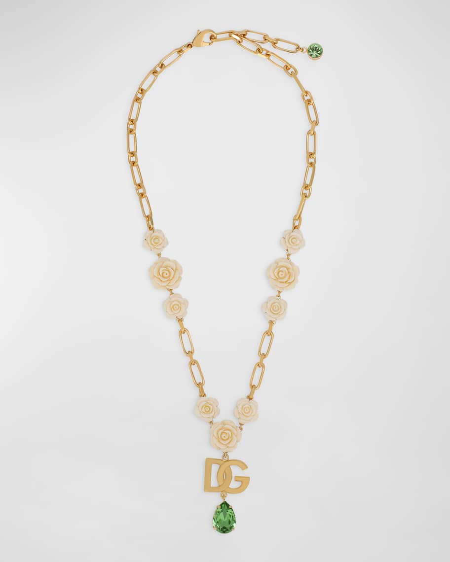 Dolce&Gabbana DG-Logo Crystal Rhinestone Chain Necklace | Neiman Marcus
