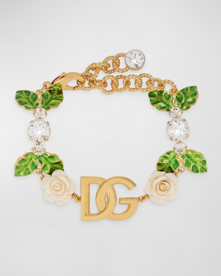 Dolce&Gabbana Floral DG and Crystal Bracelet | Neiman Marcus