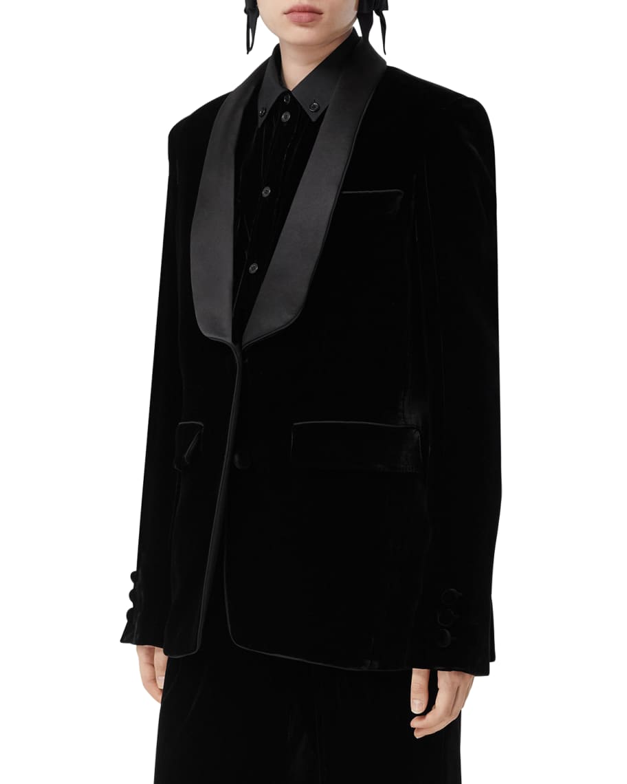 Burberry Runway Single-Breasted Velvet Tuxedo Jacket | Neiman Marcus