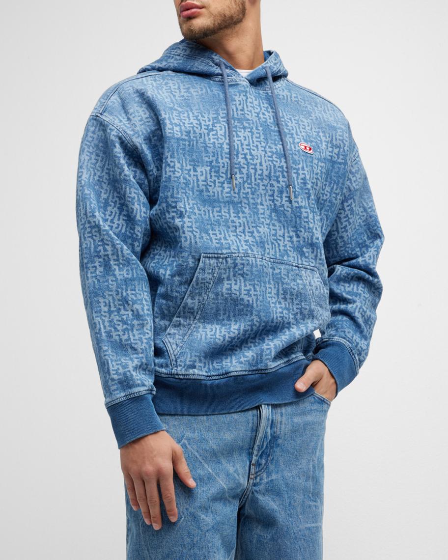 Diesel Men's Allover-Logo Denim Hoodie | Neiman Marcus