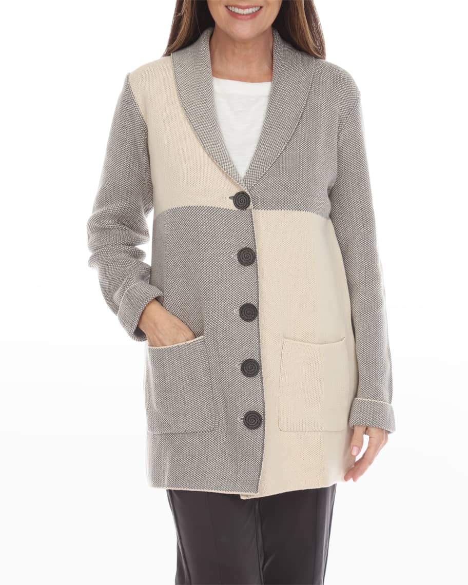 Neon Buddha Horoscope Colorblock Cotton Cardigan | Neiman Marcus