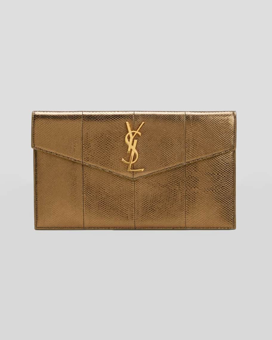 Saint Laurent Uptown YSL Metallic Snakeskin Pouch Clutch Bag | Neiman ...