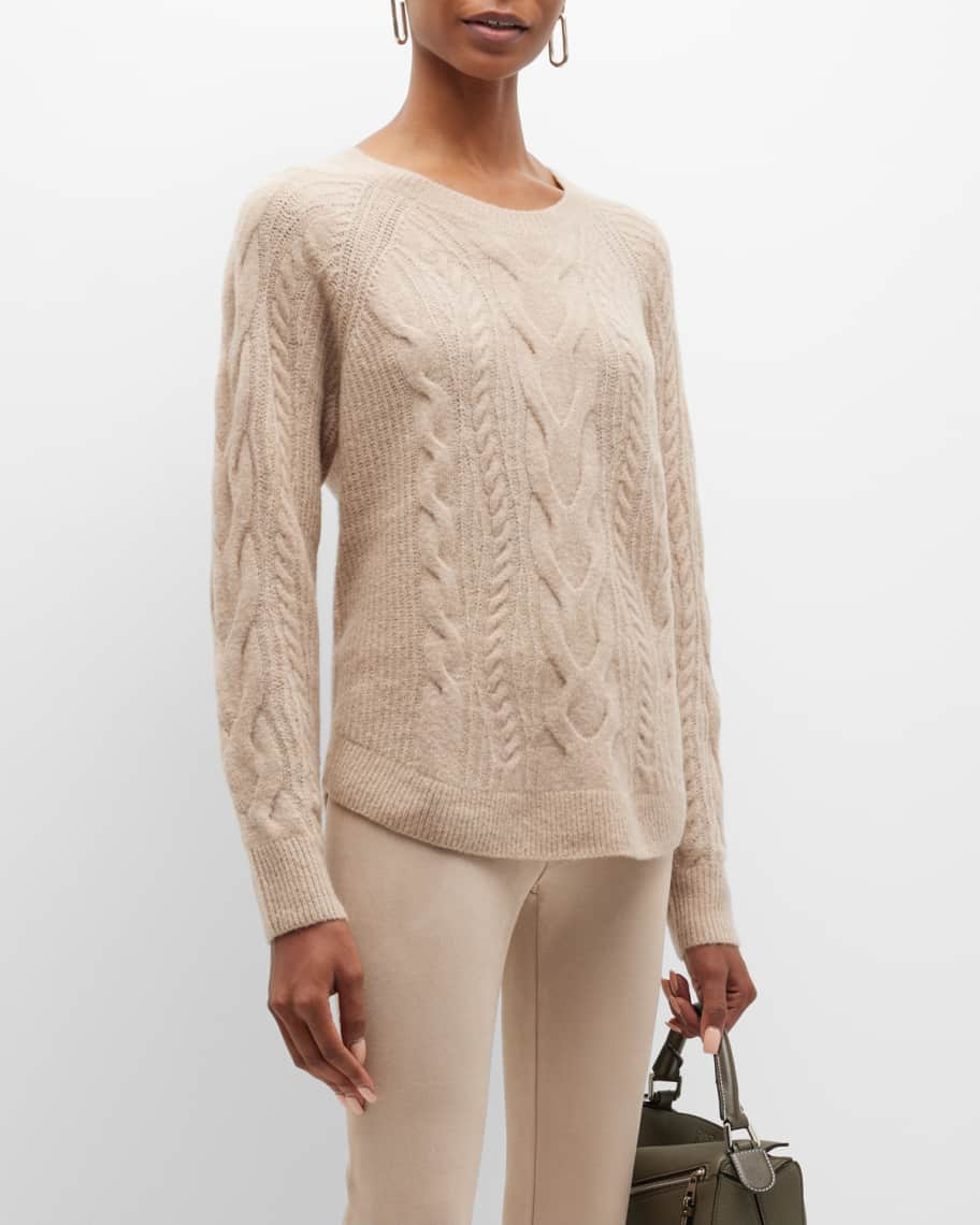 Splendid Christa Cable-Knit Crewneck Sweater | Neiman Marcus