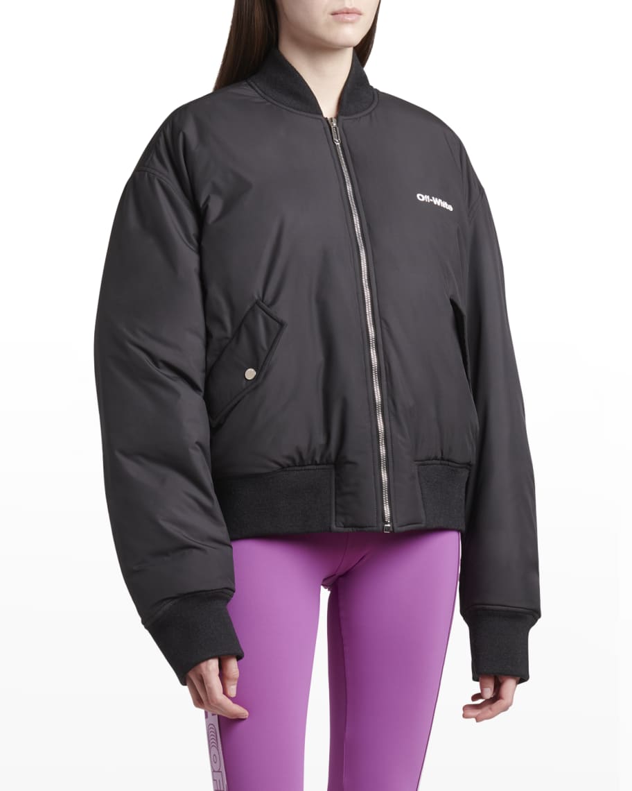 Off-White Peach NY Over Logo-Arrow Bomber Jacket | Neiman Marcus