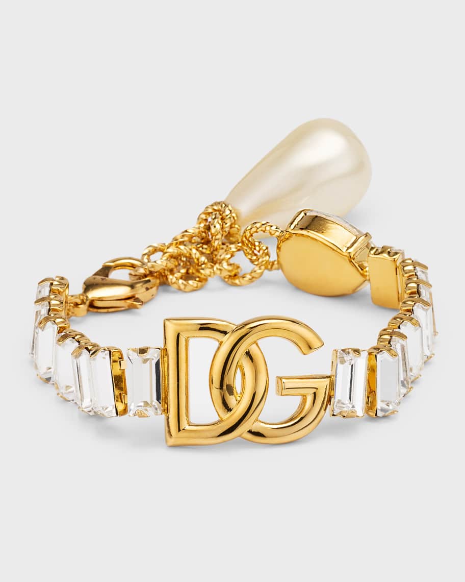 Dolce&Gabbana Bijoux Pearly Crystal DG-Logo Bracelet | Neiman Marcus