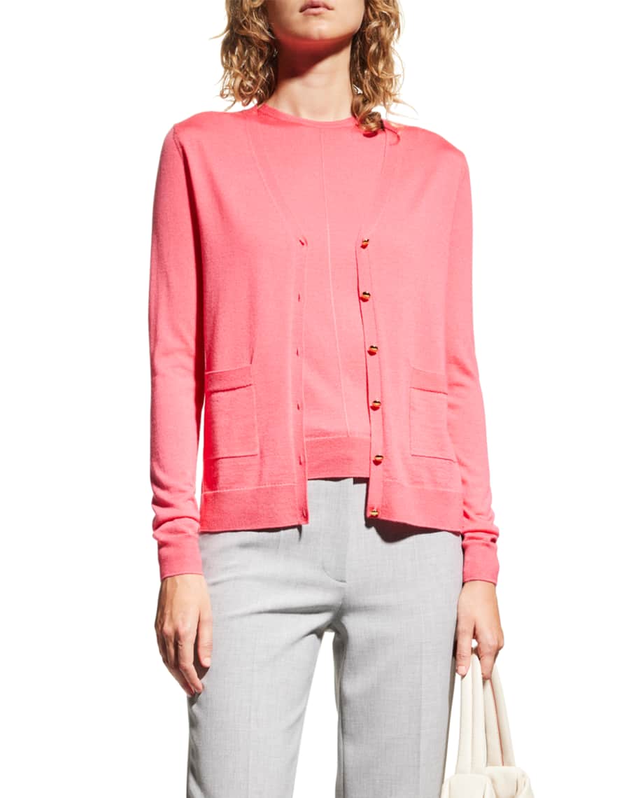 St. John Jersey Knit V-Neck Cardigan | Neiman Marcus