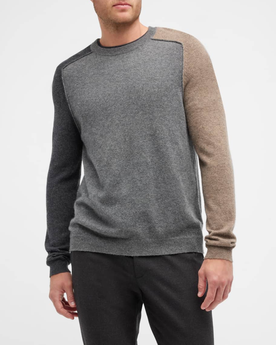 Autumn Cashmere Men's Color Block Cashmere Crewneck Sweater | Neiman Marcus