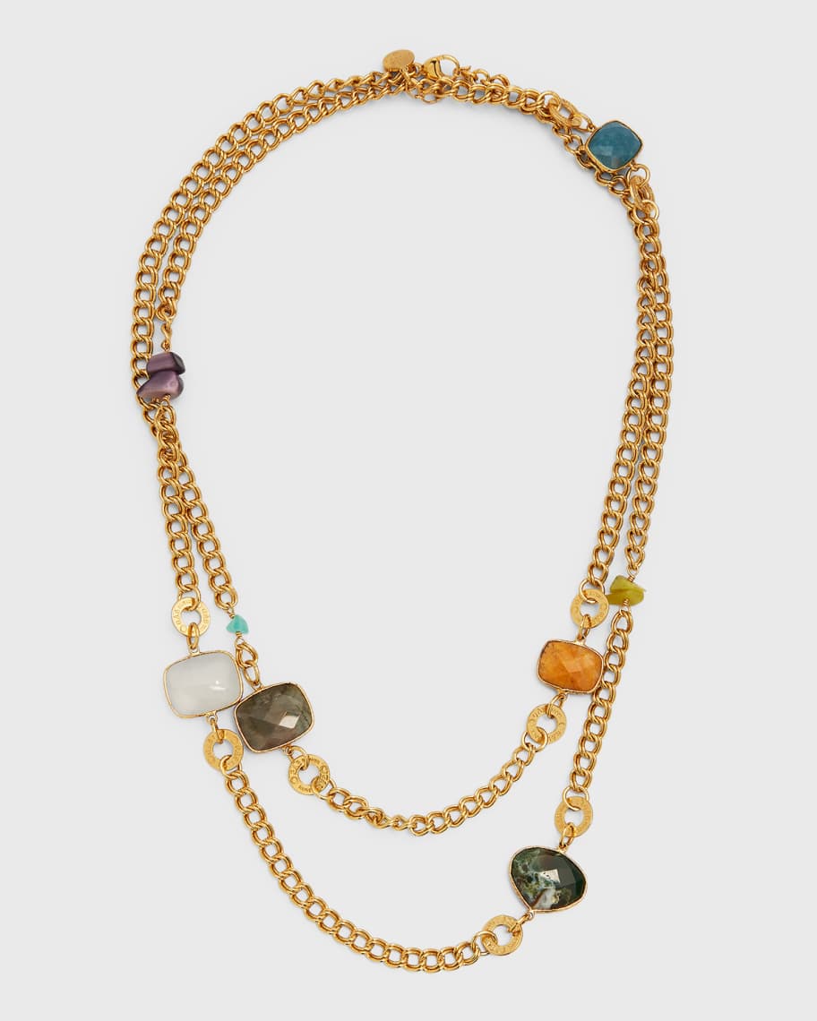 Gas Bijoux Silene Long Gemstone Chain Necklace, 42"L | Neiman Marcus