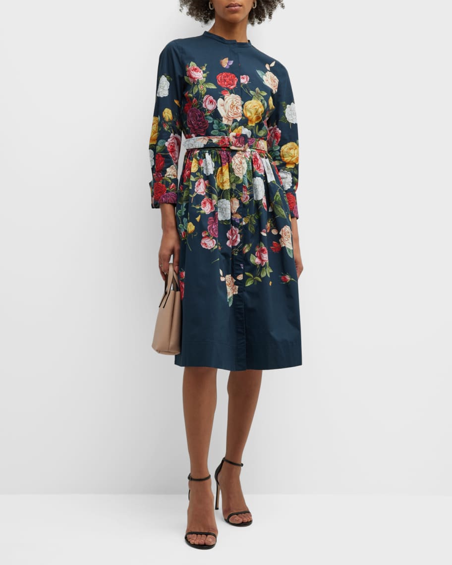 Oscar de la Renta Degrade Roses Button Front Dress | Neiman Marcus