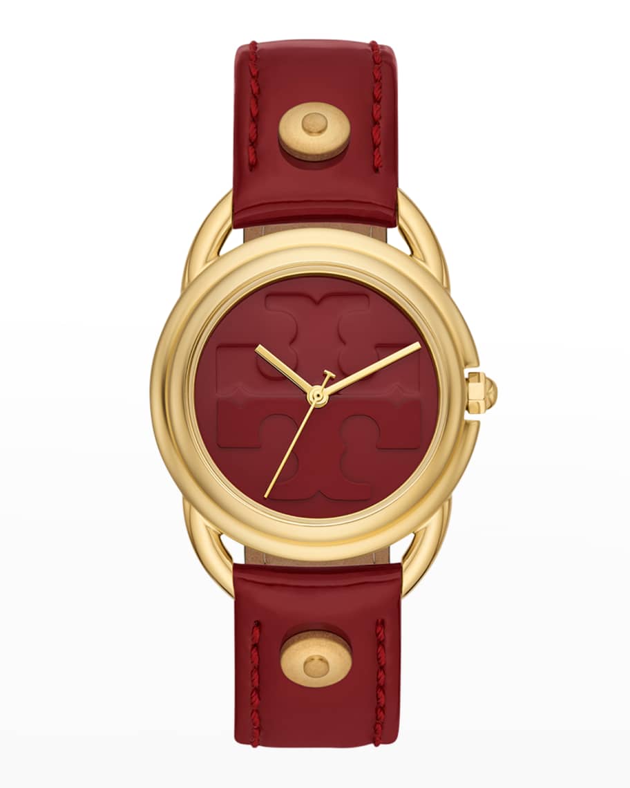 Tory Burch The Miller Red Leather Watch | Neiman Marcus
