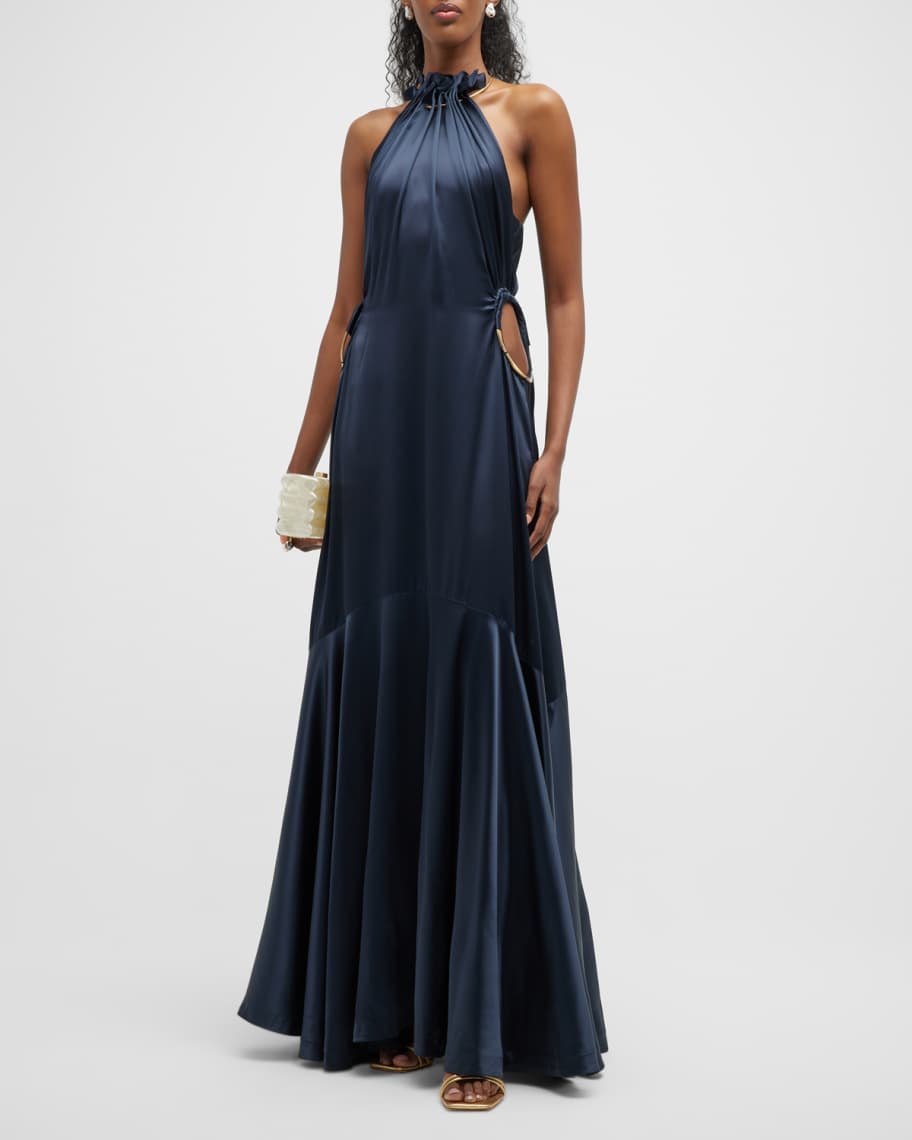 Cult Gaia Iris Cutout O-Ring Halter gown | Neiman Marcus