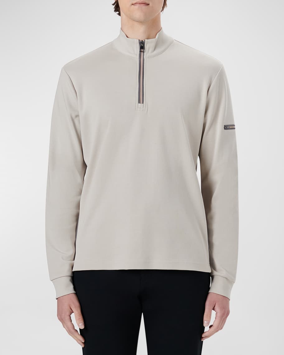 Bugatchi Men's Piped Quarter-Zip Sweatshirt | Neiman Marcus