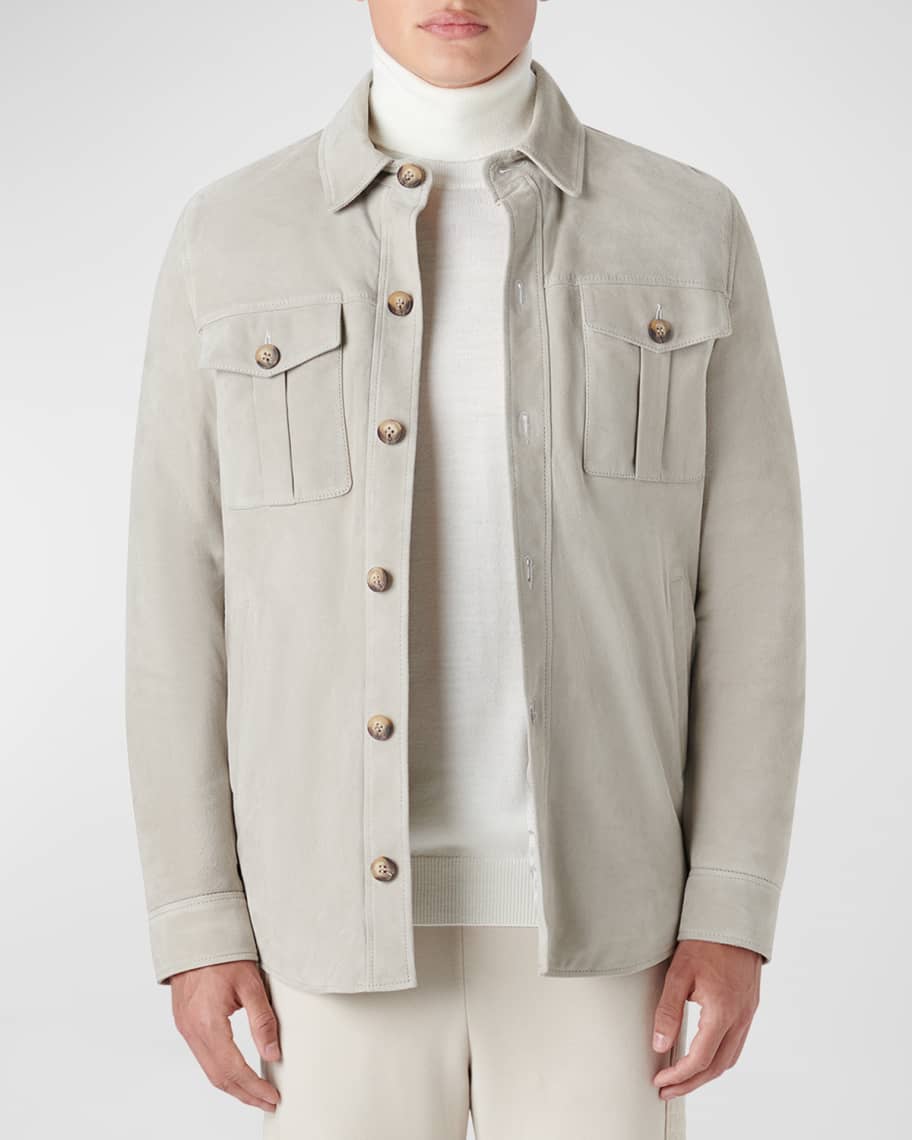 Bugatchi Men's Suede Shirt Jacket | Neiman Marcus