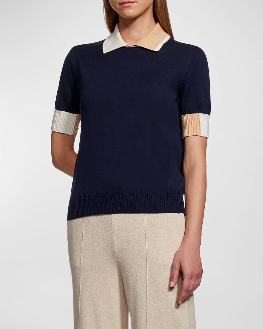 KNITSS Paw Colorblock Knit Polo Top | Neiman Marcus