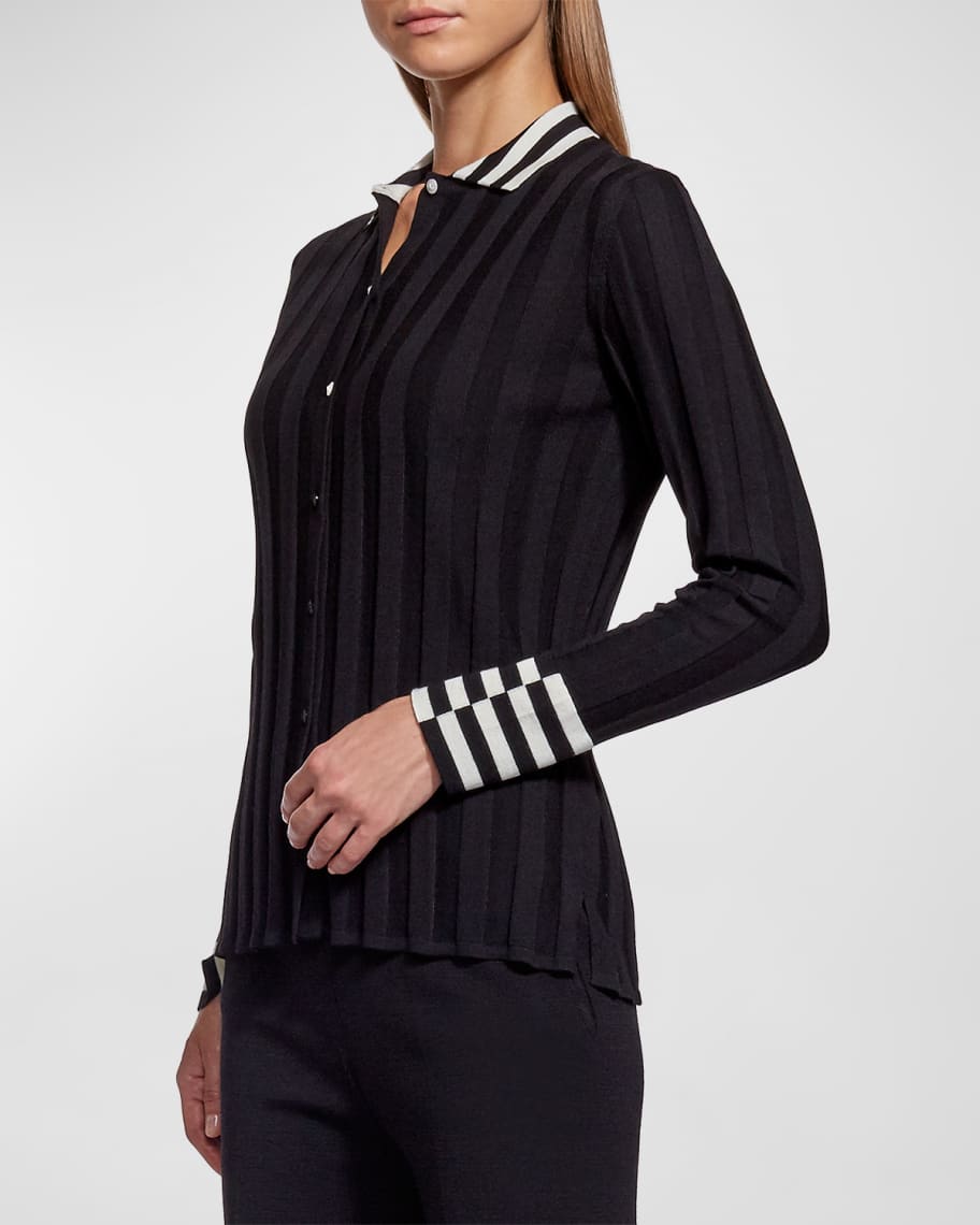 KNITSS Kor Button-Front Knit Shirt | Neiman Marcus