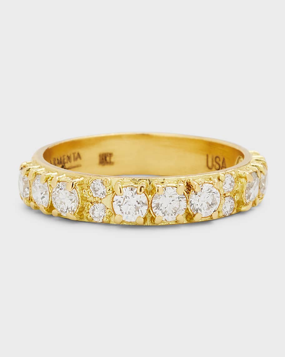Armenta 18K Yellow Gold 3mm and 1.7mm White Diamond Stack Ring | Neiman ...