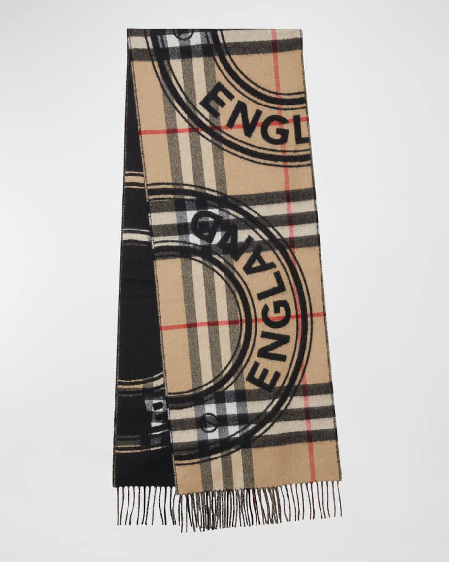 Burberry Giant Check Jacquard Roundel Cashmere-Blend Scarf | Neiman Marcus
