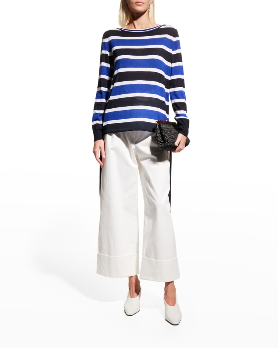 Max Mara Dodo Striped Drawstring-Hem Pullover | Neiman Marcus