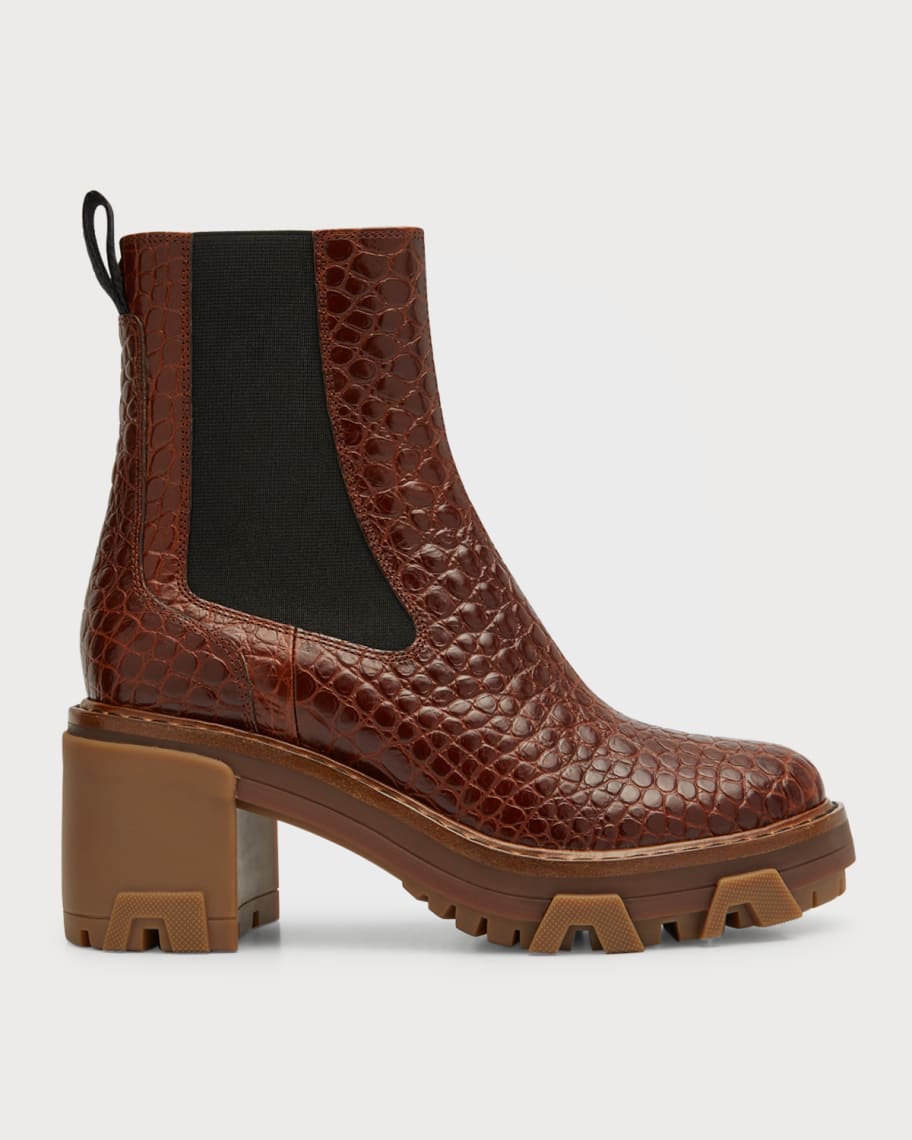 Rag & Bone Shiloh Croc-Embossed Chelsea Boots | Neiman Marcus