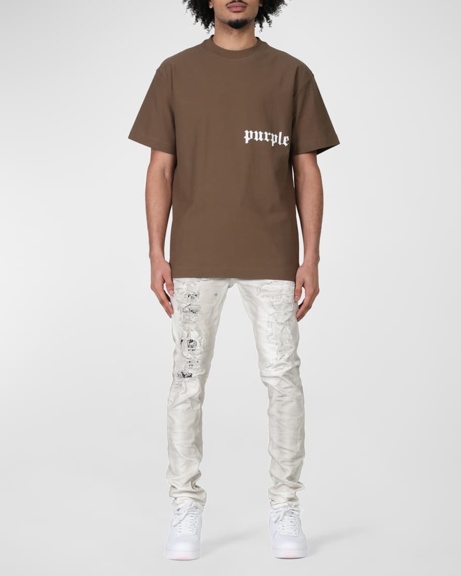 PURPLE Men's Destroyed Dirty-Wash Repair Jeans | Neiman Marcus