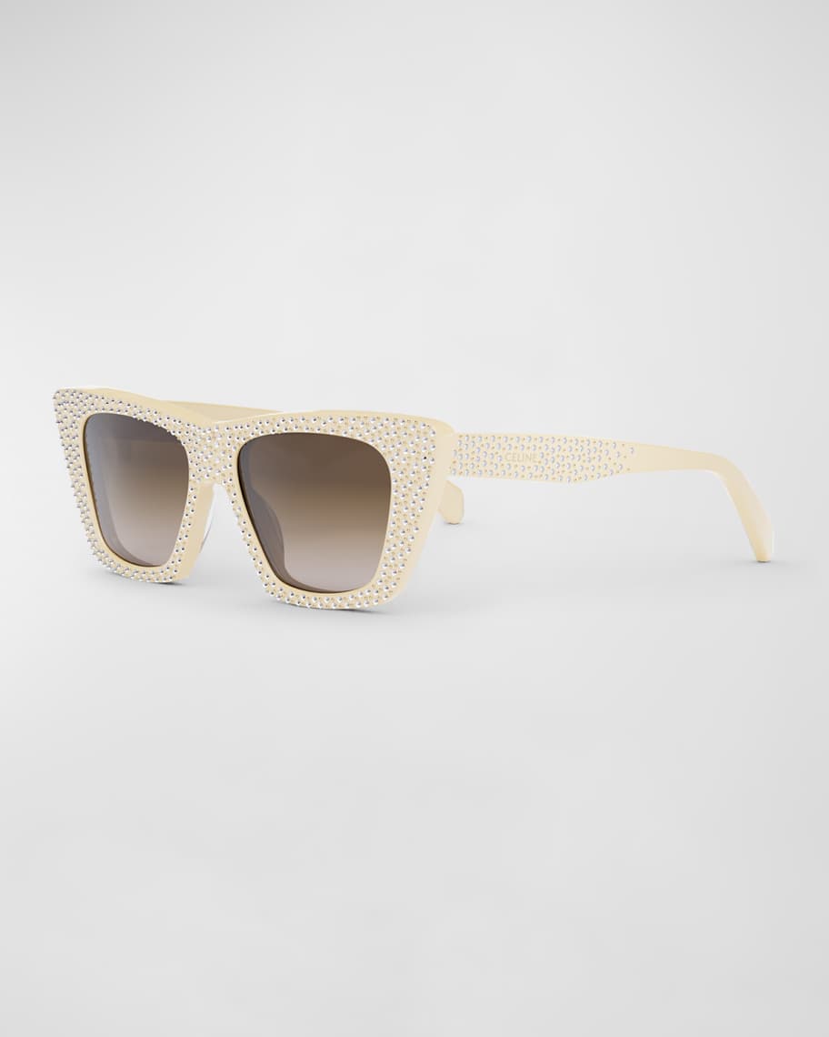 Celine Crystal Embellished Acetate Cat-Eye Sunglasses | Neiman Marcus