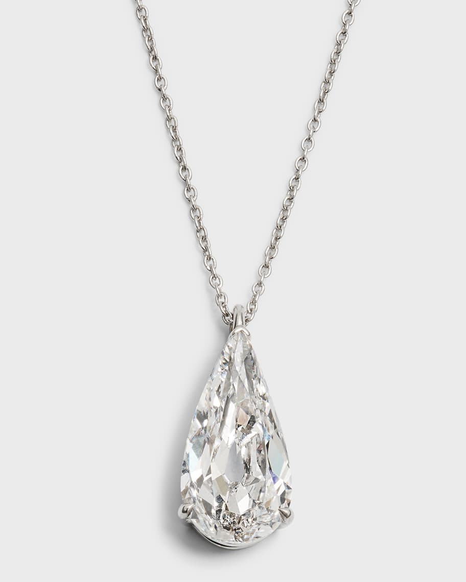 64 Facets 18k White Gold Pear-Shaped Diamond Solitaire Necklace with ...