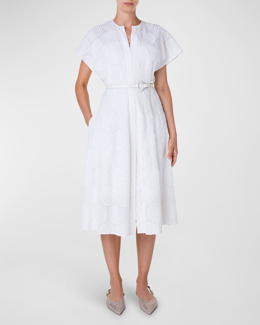 Akris punto Cotton Loop Embroidered Midi Dress | Neiman Marcus