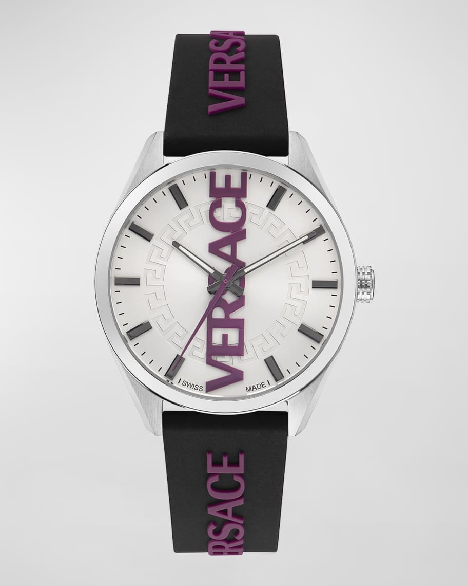 Versace Men's V-Vertical Logo Silicone Strap Watch, 42mm | Neiman Marcus