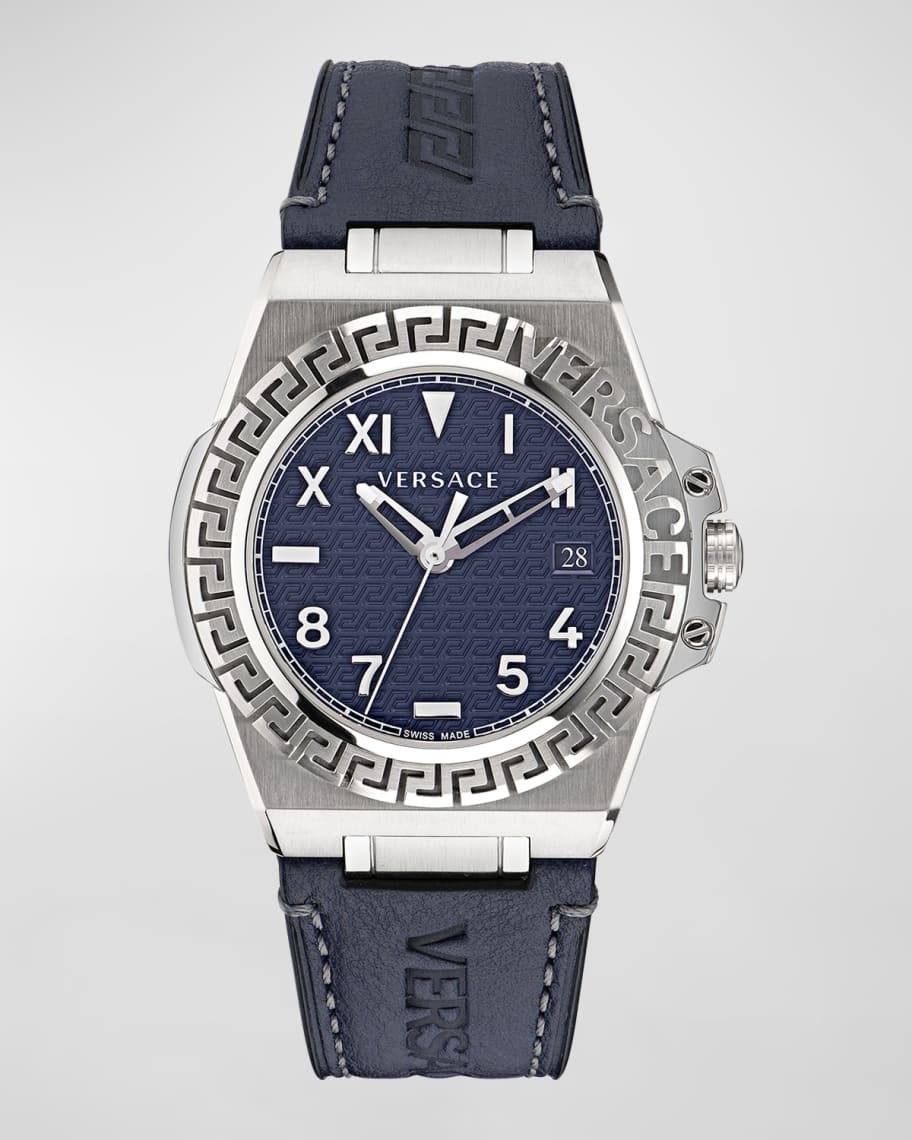 Versace Men's Greca Reaction Leather Watch, 44mm | Neiman Marcus