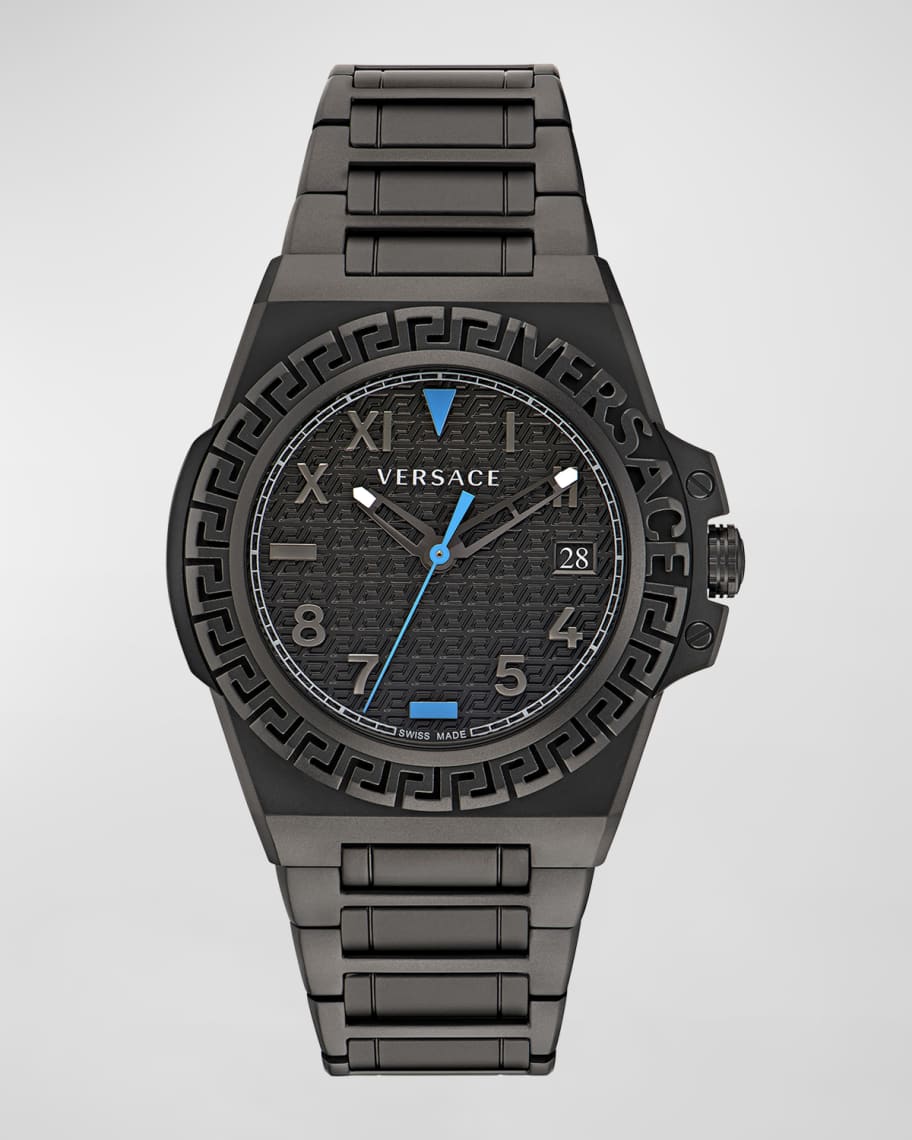 Versace Men's Greca Reaction IP Black Bracelet Watch, 44mm | Neiman Marcus