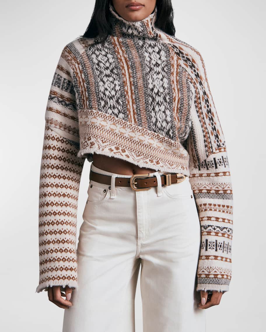 Rag & Bone Hollis Patchwork Turtleneck Sweater | Neiman Marcus
