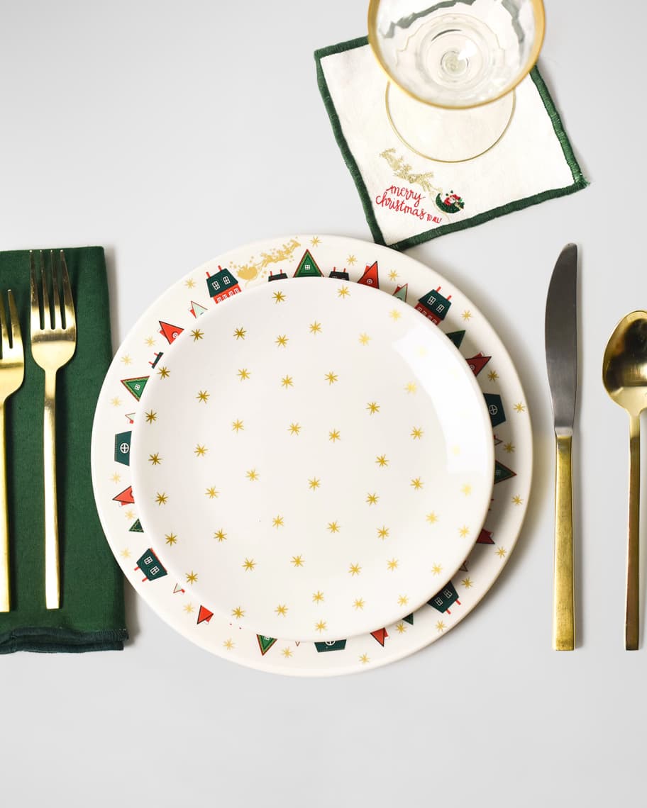 Coton Colors Flying Santa Rimmed Dinner Plate | Neiman Marcus