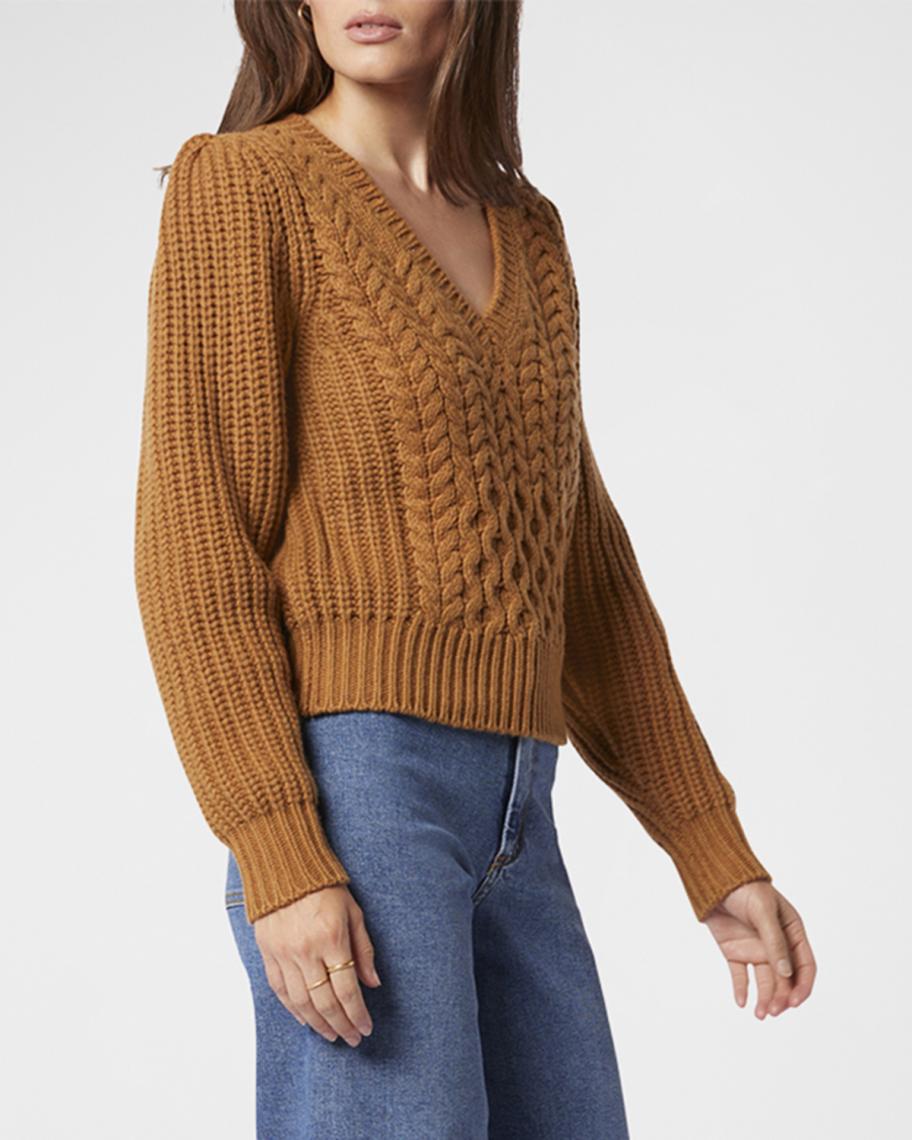 Joie Menara Wool Cable-Knit Sweater | Neiman Marcus