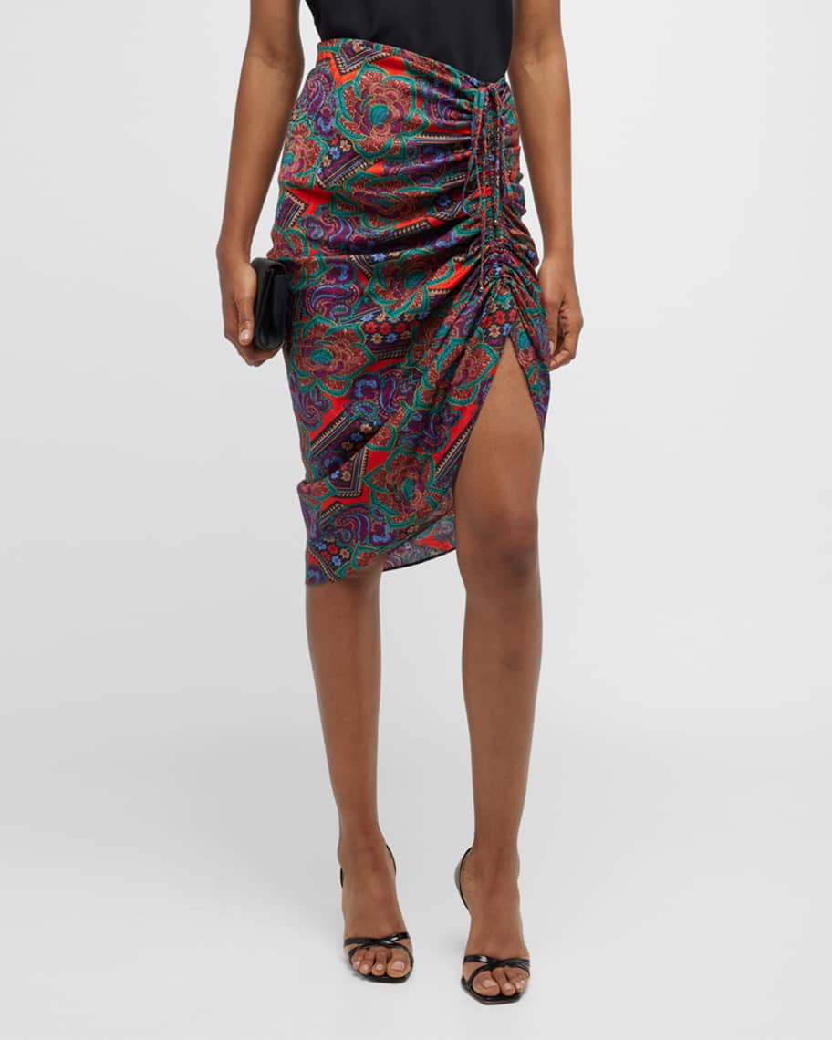 Veronica Beard Ari Ruched Midi Skirt | Neiman Marcus