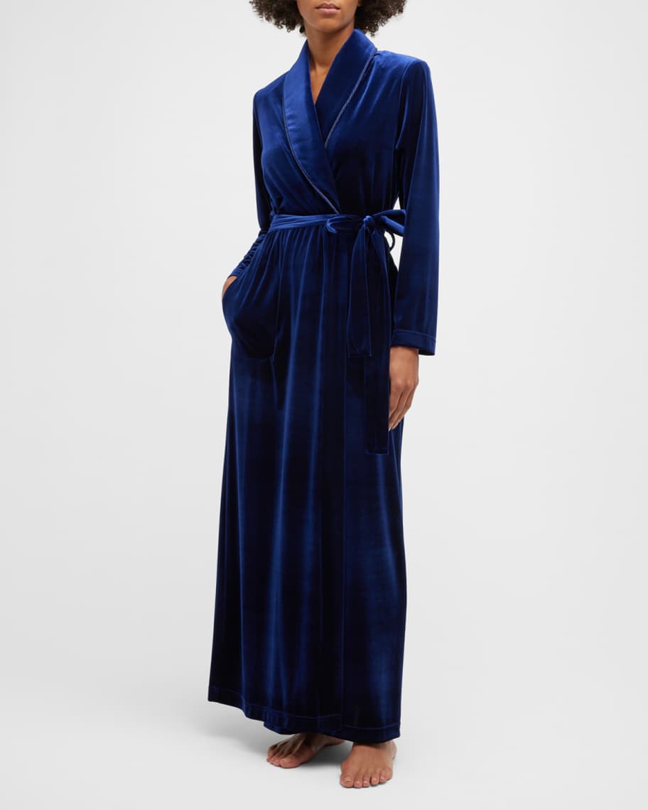 Diamond Tea Gown Shawl-Collar Velvet Wrap Robe | Neiman Marcus