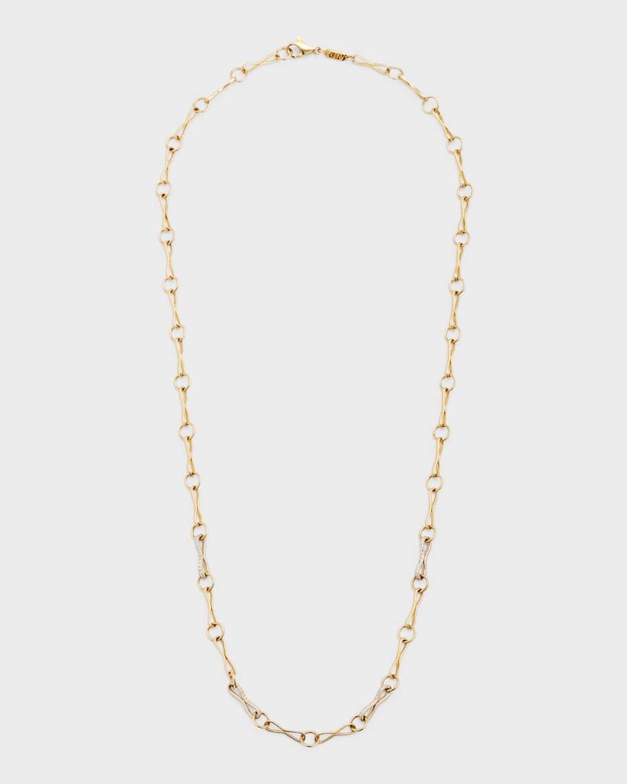AZLEE Large Circle Link Chain with Four Pave Links, 20"L | Neiman Marcus