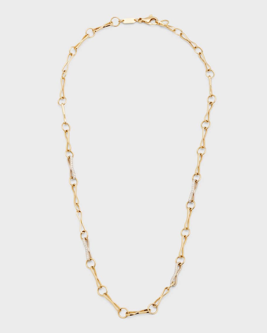 AZLEE Large Circle Link Chain with Four Pave Links, 16"L | Neiman Marcus